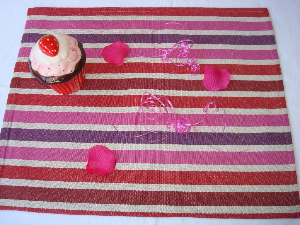Set de Table bayadère rose - Lin 100% Naturel - Made in France
